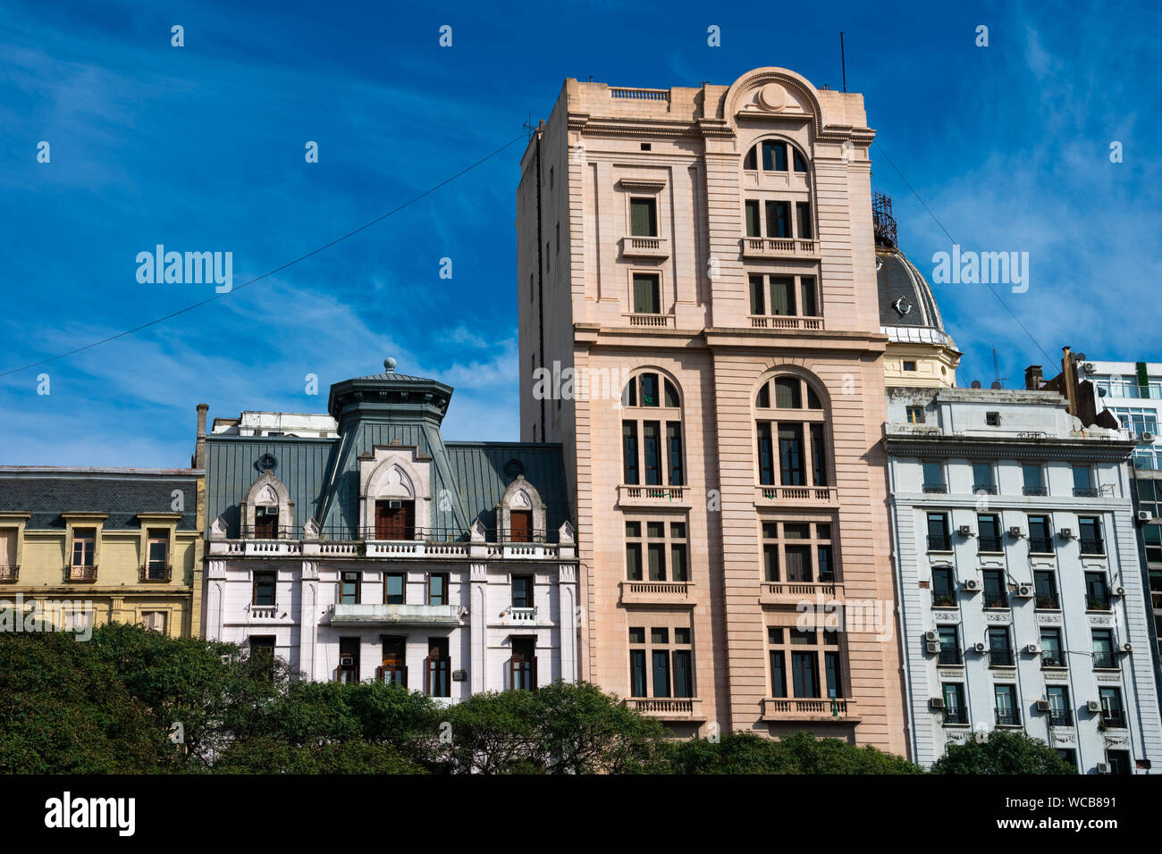 Buenos Aires, Argentina. August 19, 2019. Old building facades on ...