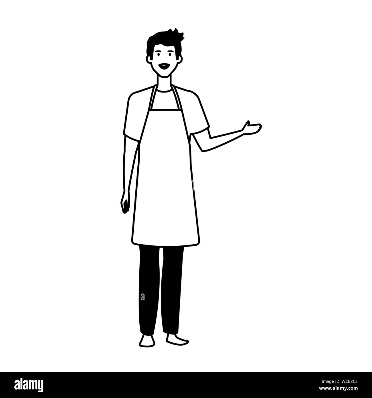 happy young artist man with apron Stock Vector Image & Art - Alamy