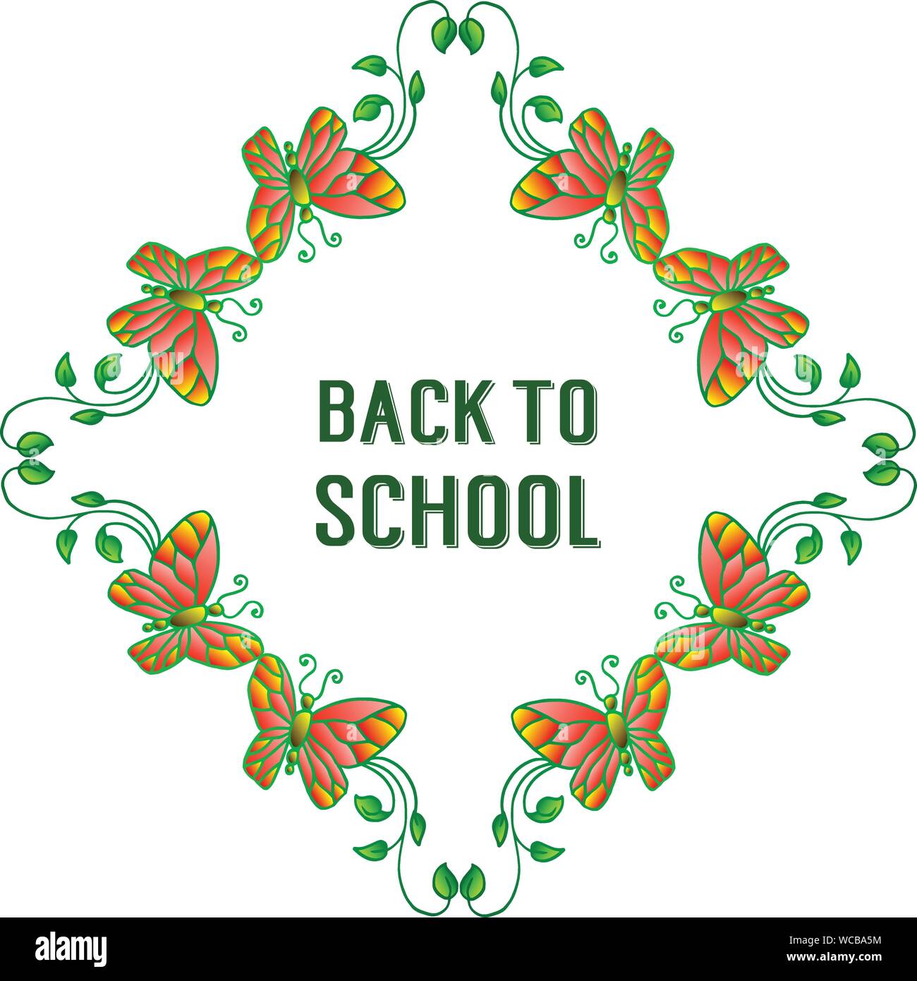 Invitation card back to school, education concept, with art leaf and ...