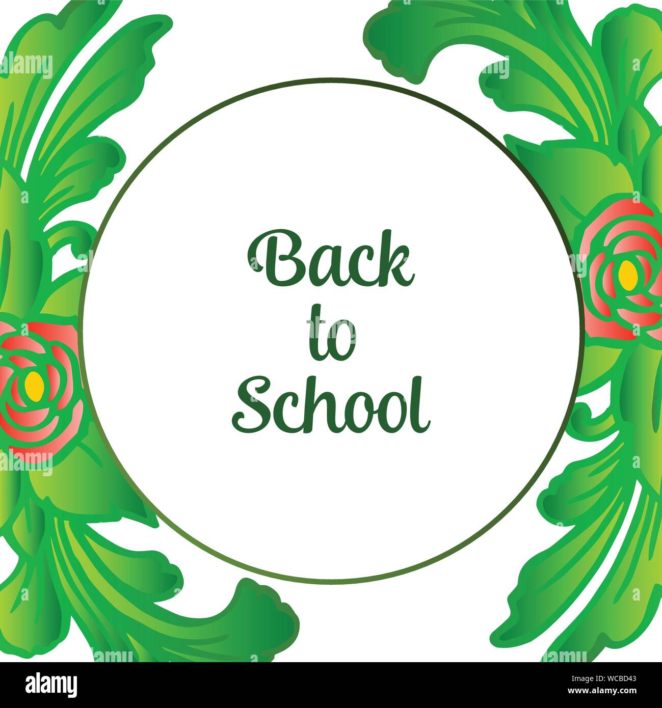 Ornate of unique leaf rose flower frame, for text back to school ...
