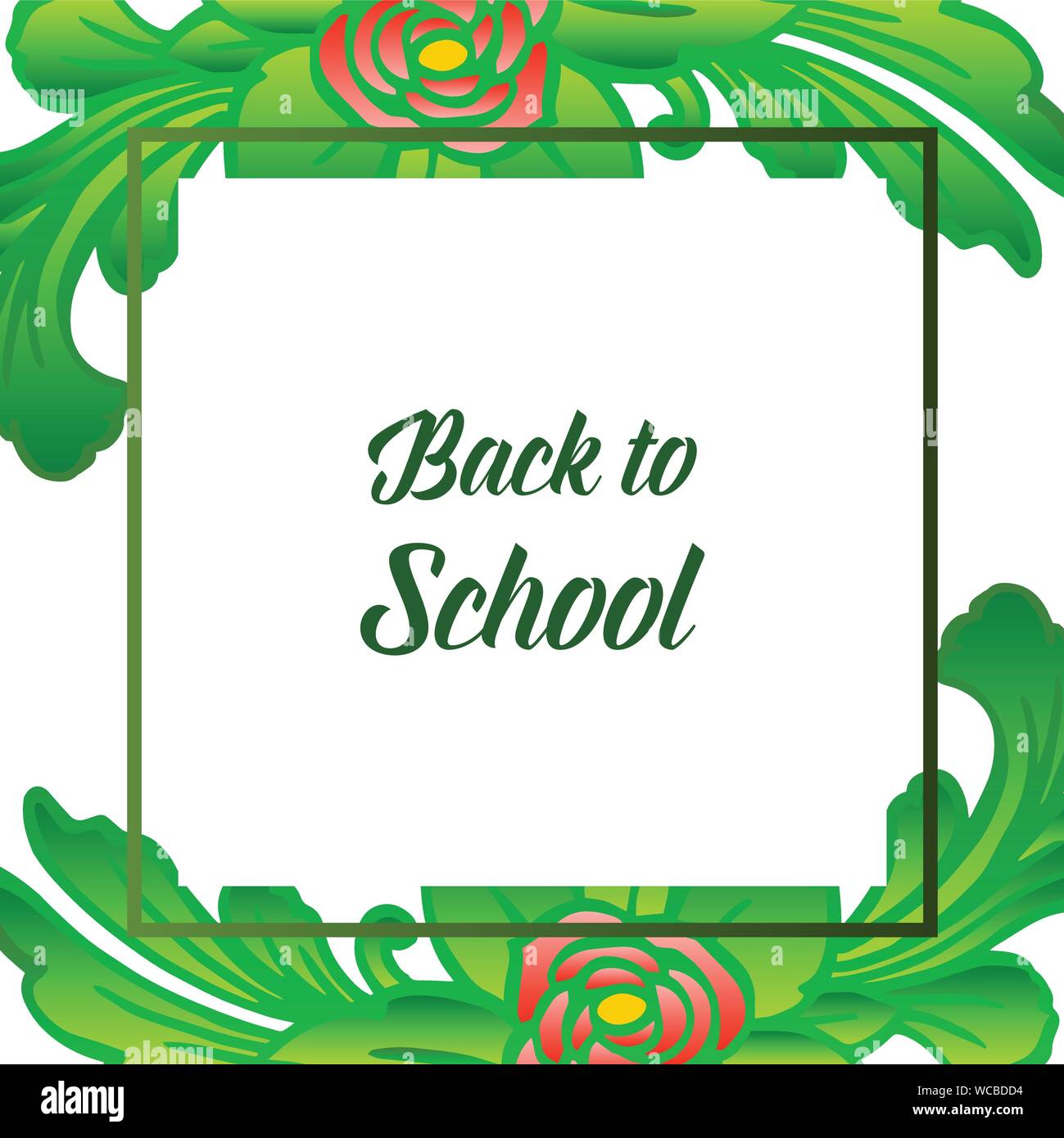 Ornate of unique leaf rose flower frame, for text back to school ...