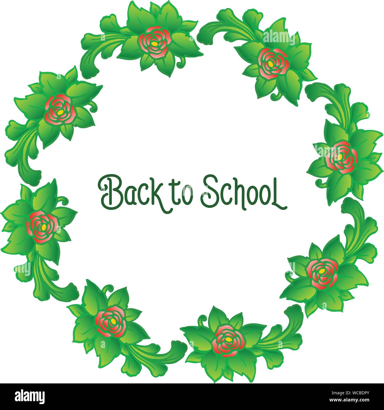 Ornate of unique leaf rose flower frame, for text back to school ...