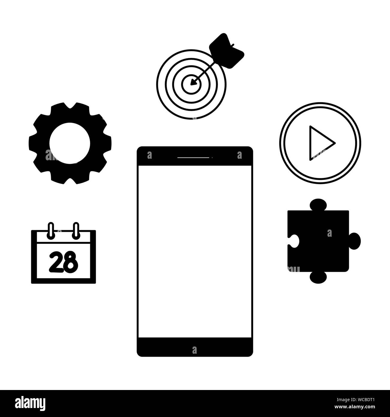 smartphone device with social media marketing icons Stock Vector Image ...
