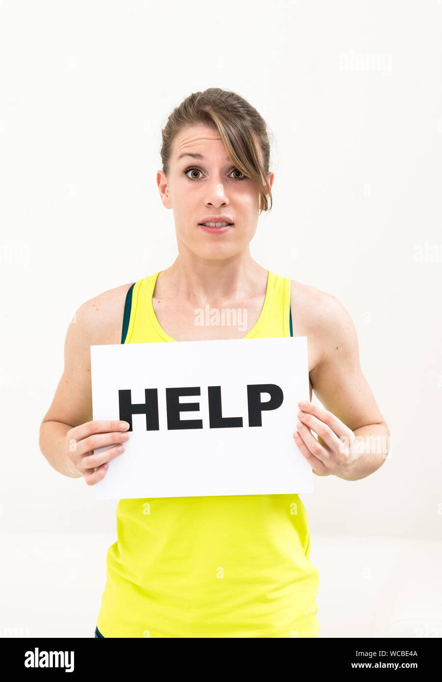 Woman with help sign hi-res stock photography and images - Alamy