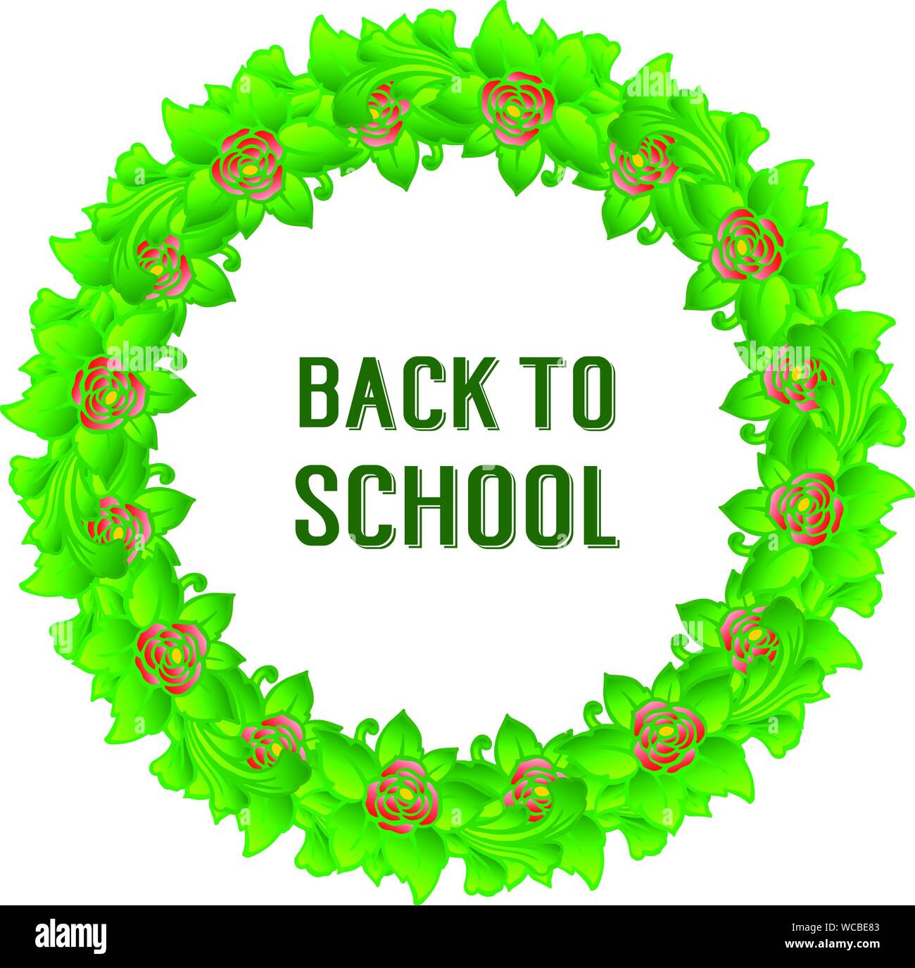 Ornate of unique leaf rose flower frame, for text back to school ...