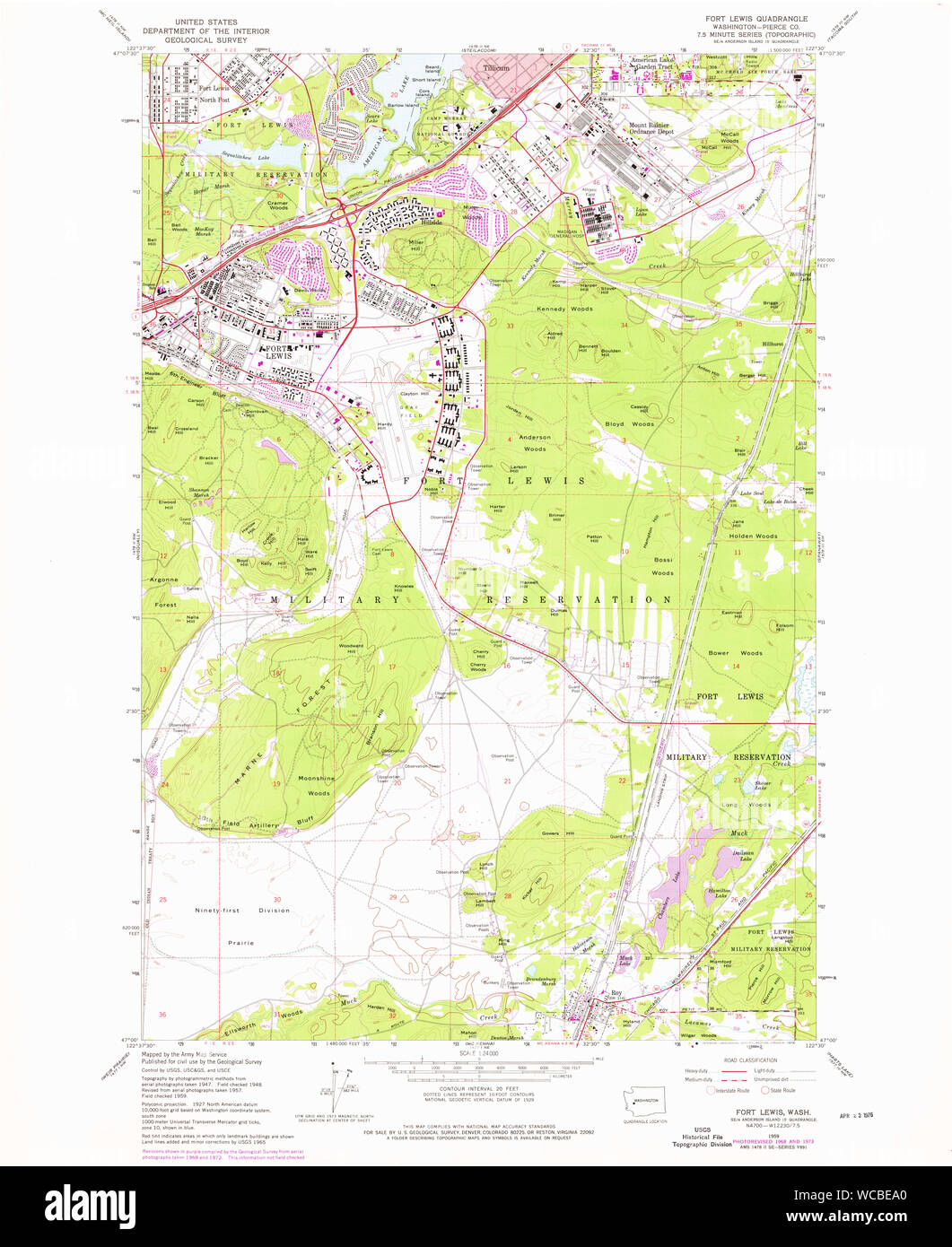 USGS Topo Map Washington State WA Fort Lewis 241176 1959 24000 ...