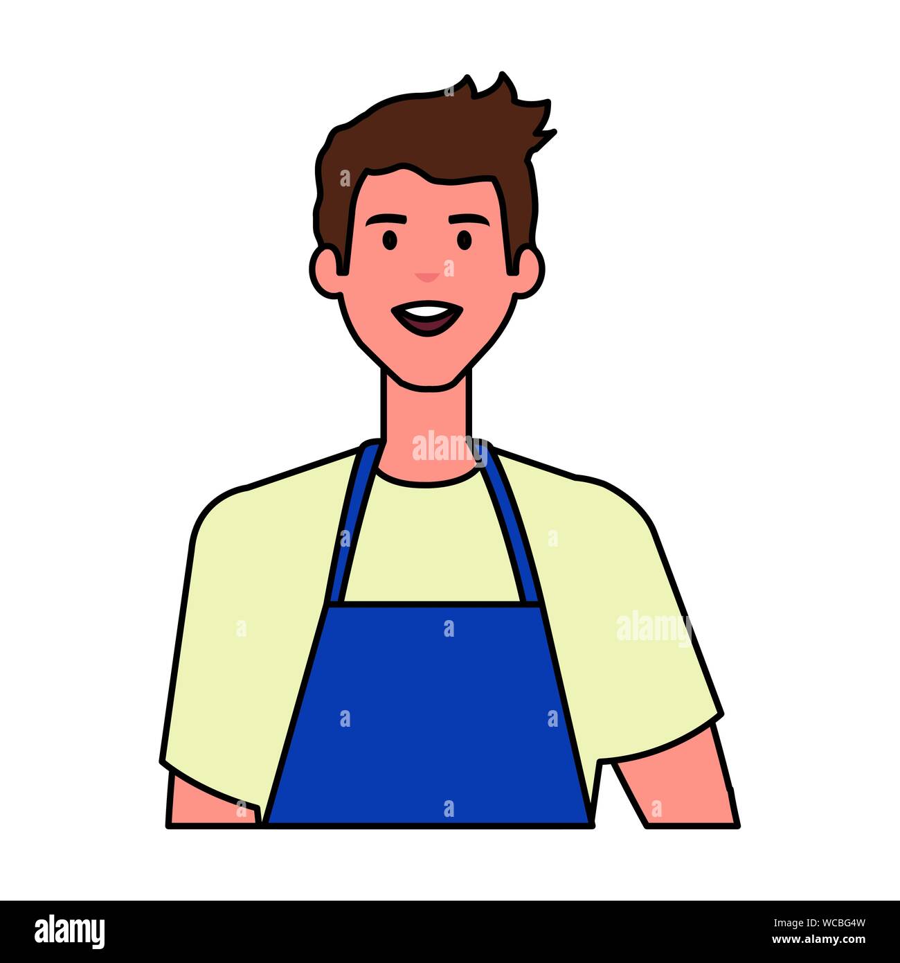 happy young artist man with apron Stock Vector Image & Art - Alamy