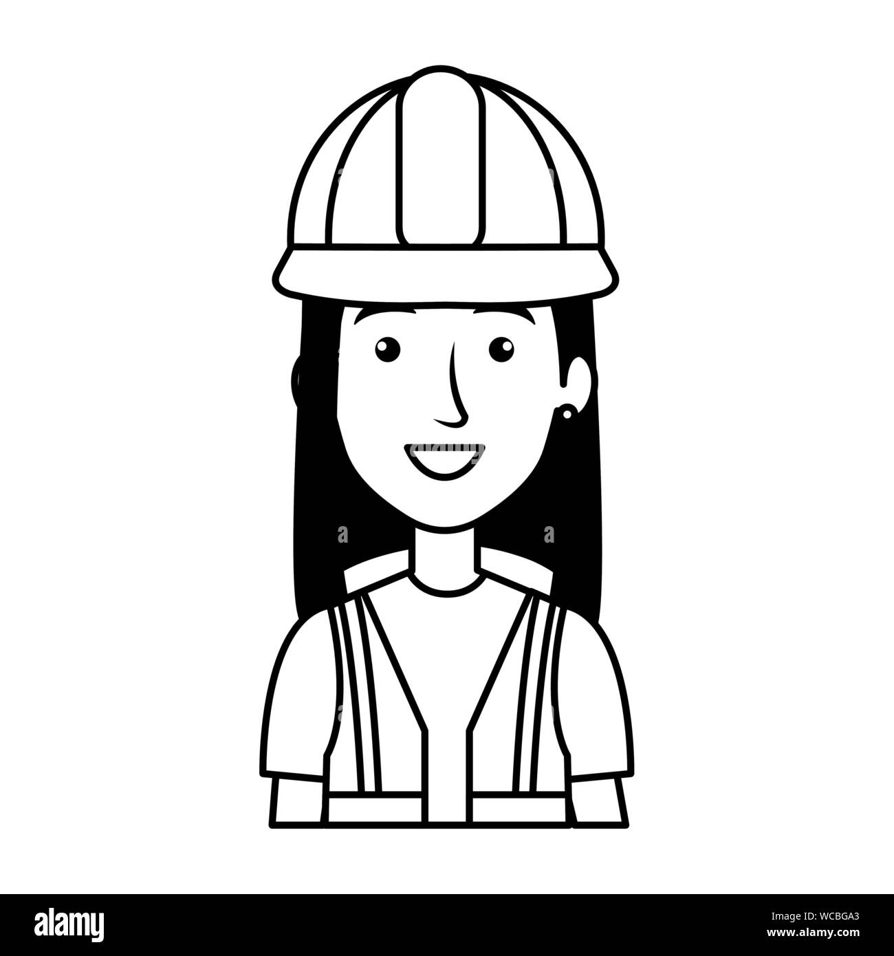 female builder constructor with helmet character Stock Vector Image ...