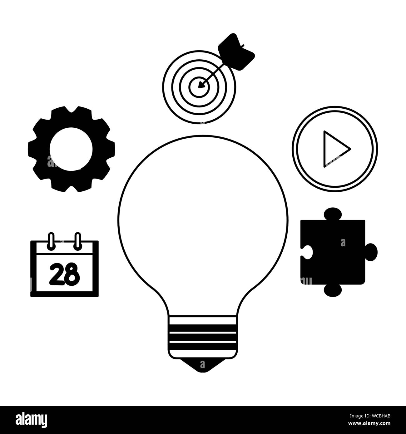 Light bulb bright gears Stock Vector Images - Alamy