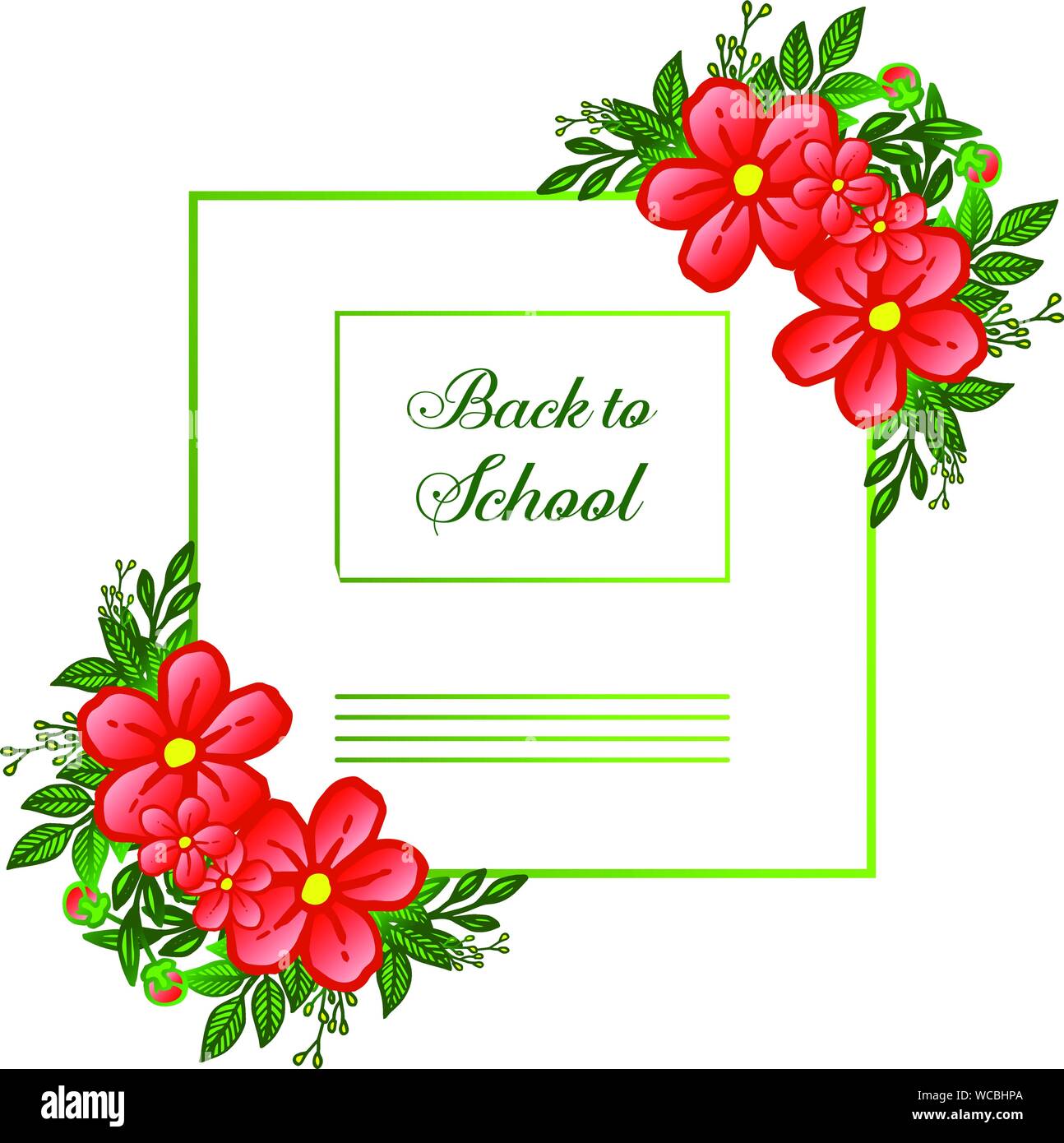 Template for poster back to school, with texture of floral frame ...