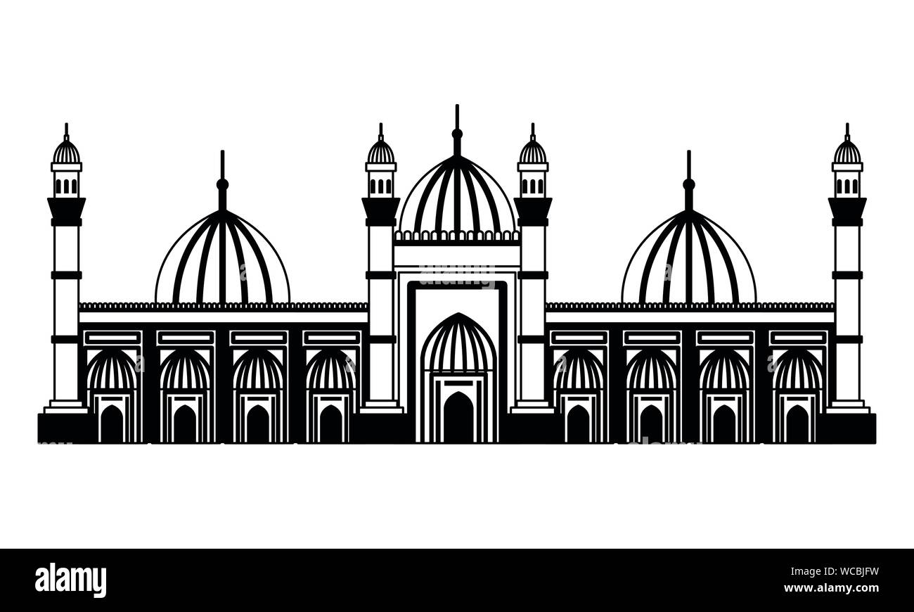 Badshahi mosque of lahore Black and White Stock Photos & Images - Alamy