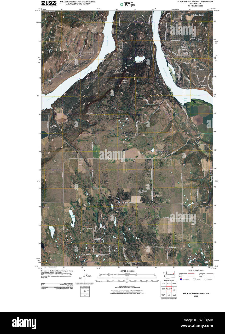USGS Topo Map Washington State WA Four Mound Prairie 20110401 TM ...