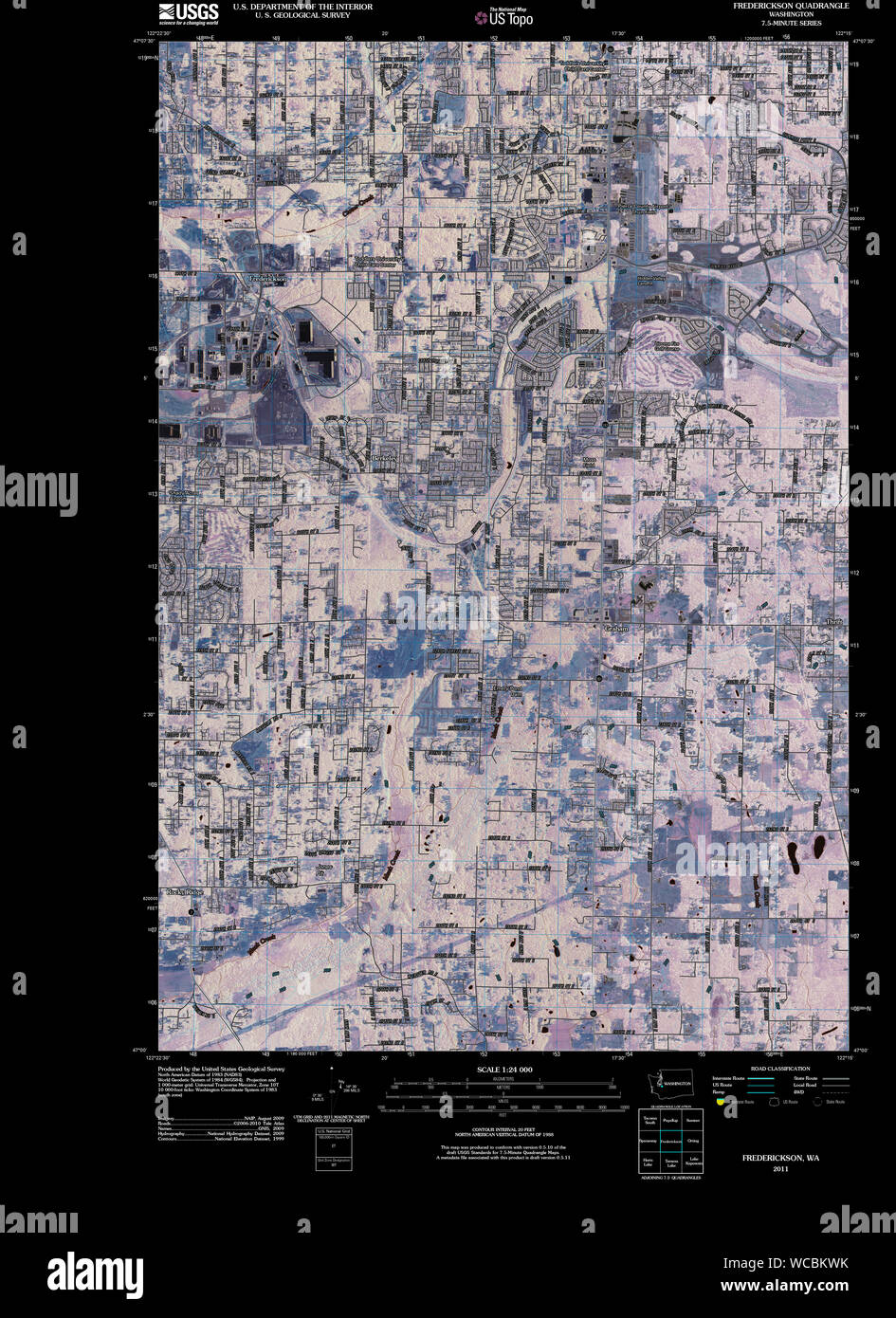 USGS Topo Map Washington State WA Frederickson 20110422 TM Inverted ...