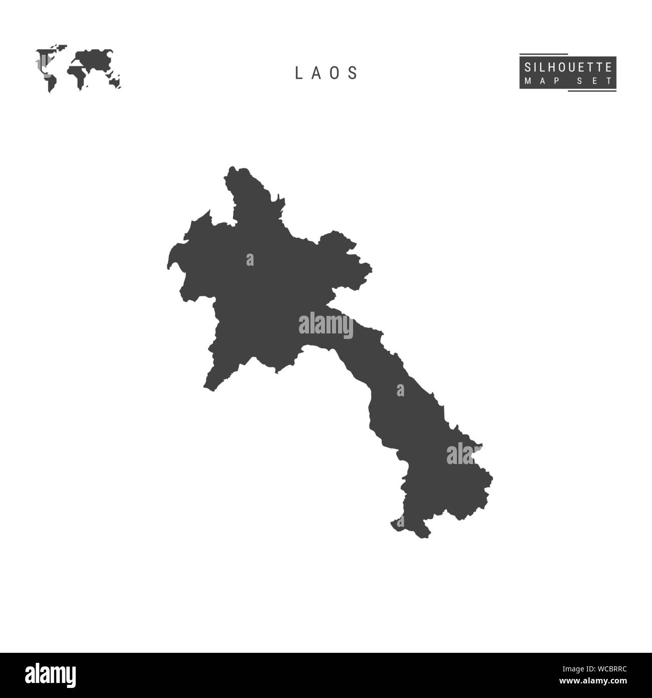 Laos Blank Vector Map Isolated on White Background. High-Detailed Black Silhouette Map of Laos ...