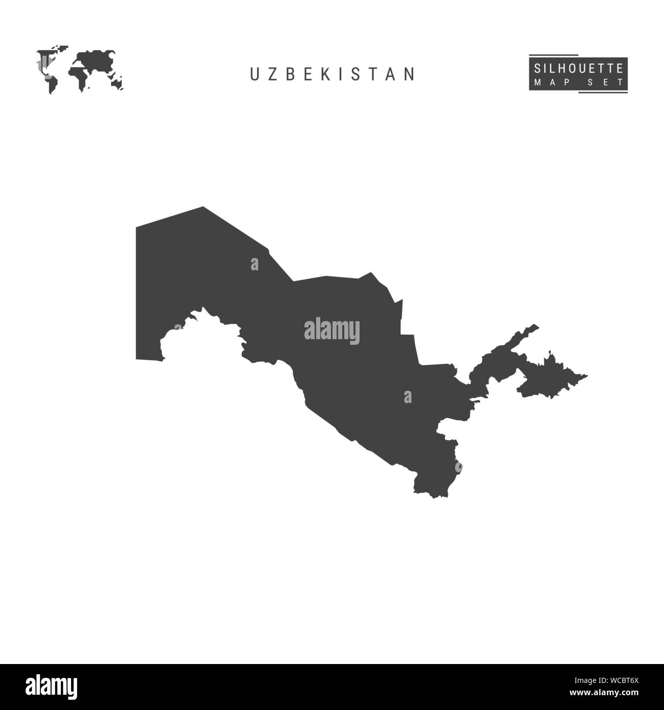 Uzbekistan Blank Vector Map Isolated on White Background. High-Detailed Black Silhouette Map of ...