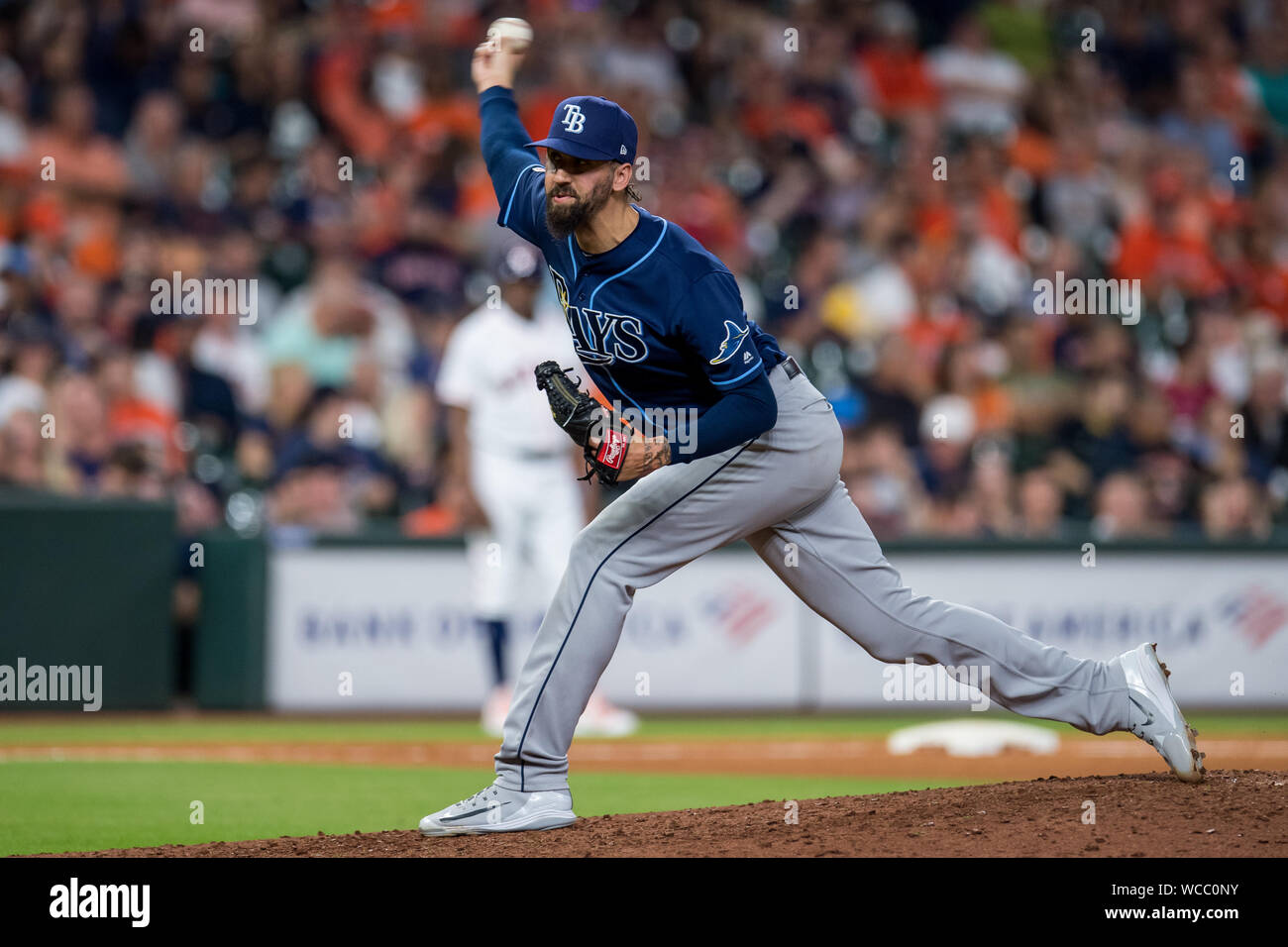 Houston, Texas, USA. 27th Aug, 2019. Tampa Bay Rays relief pitcher Chaz ...
