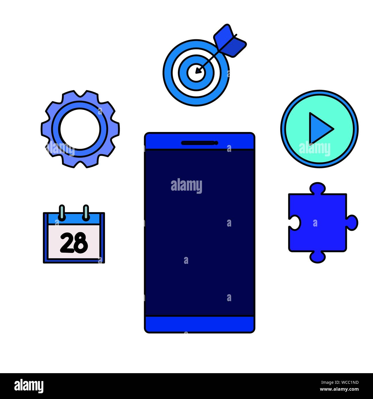 smartphone device with social media marketing icons Stock Vector Image ...