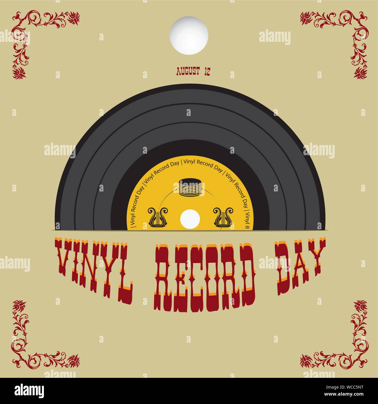 A popular day - National Vinyl Record Day. Old poster for august event ...