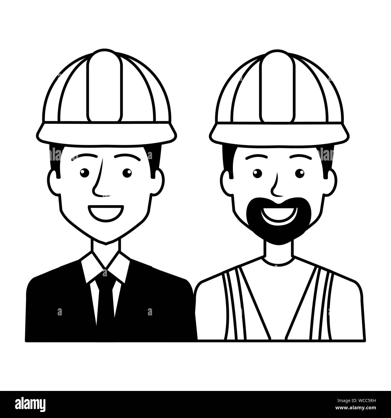 engineer and builder with helmets avatars characters Stock Vector Image ...