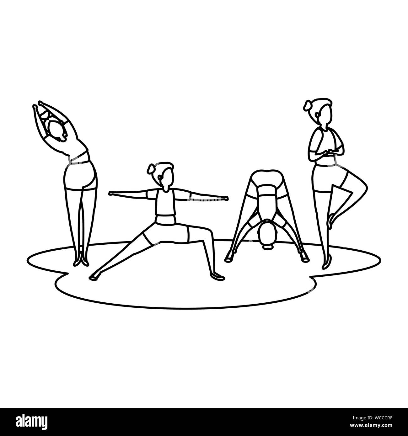 beauty girls group practicing pilates position Stock Vector Image & Art ...