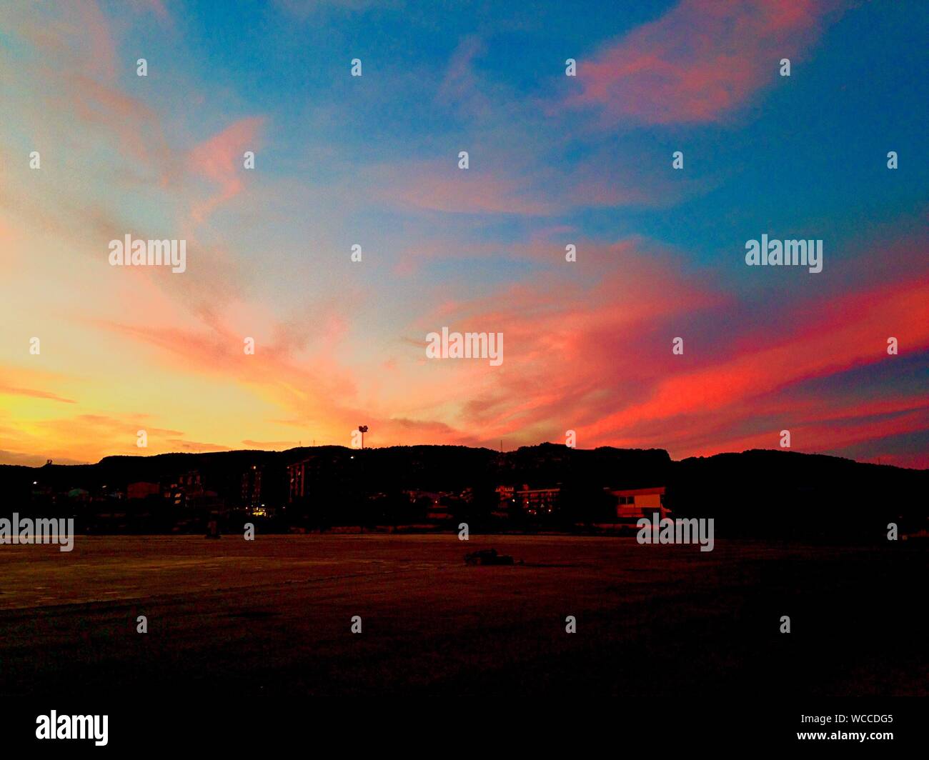 Sunset town town buildings buildings hi-res stock photography and ...