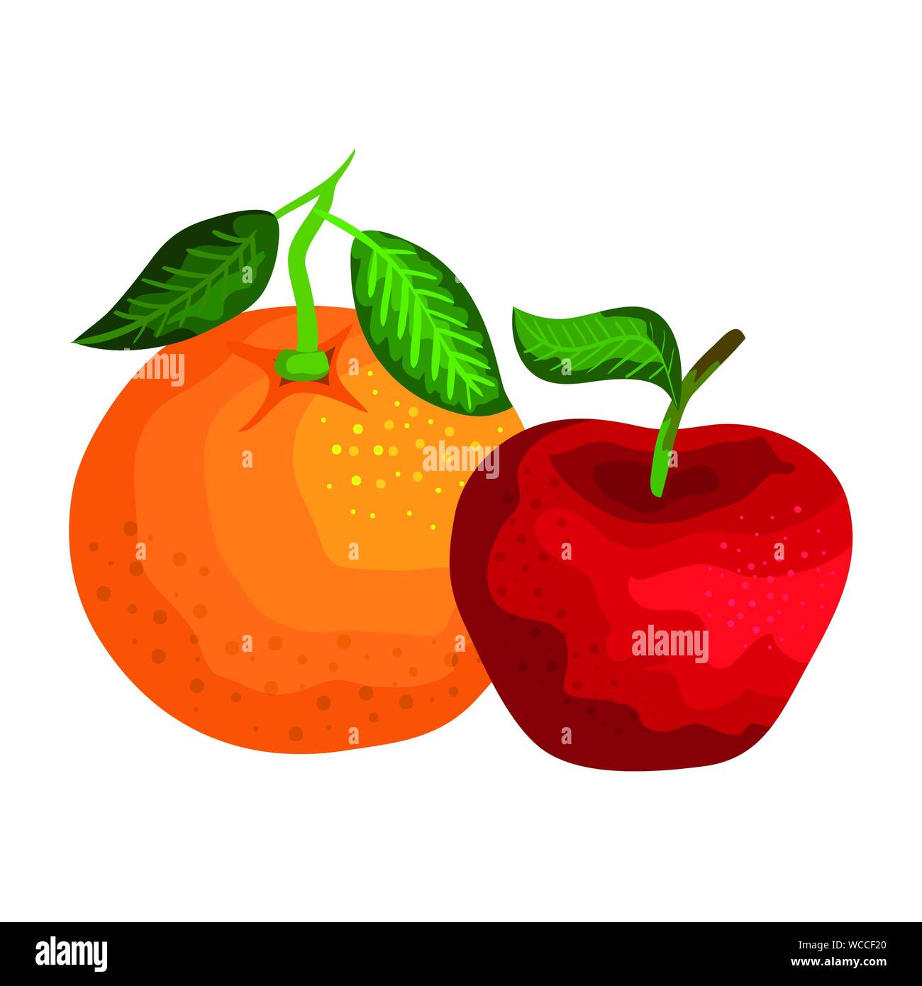 fresh orange and apple fruits nature Stock Vector Image & Art - Alamy
