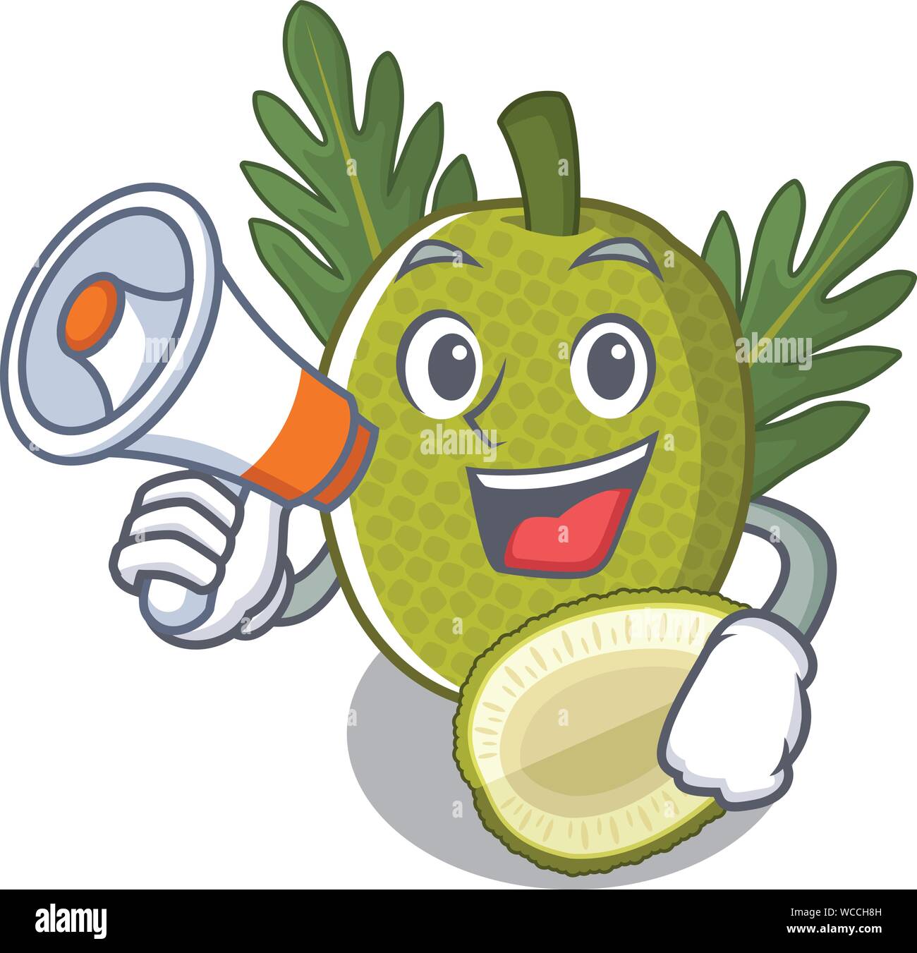 With megaphone fried breadfruit served in cartoon bowl Stock Vector ...