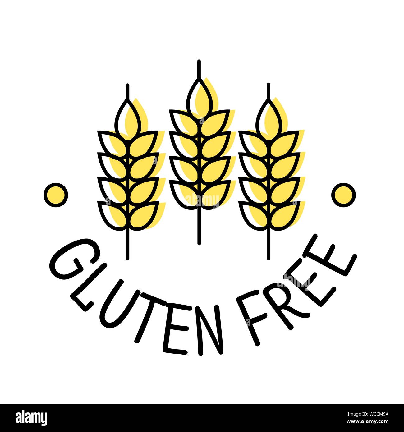 Gluten free product label icon with ears of wheat, template for food ...