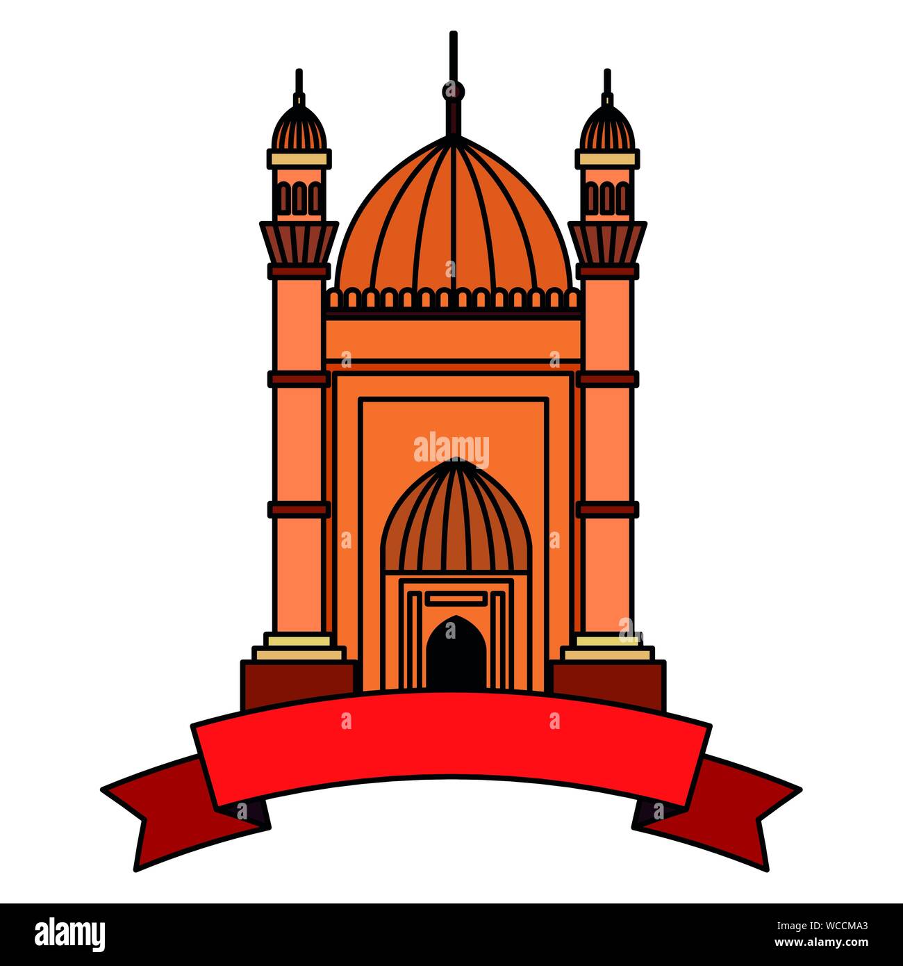 badshahi mosque building palace with ribbon Stock Vector Image & Art ...