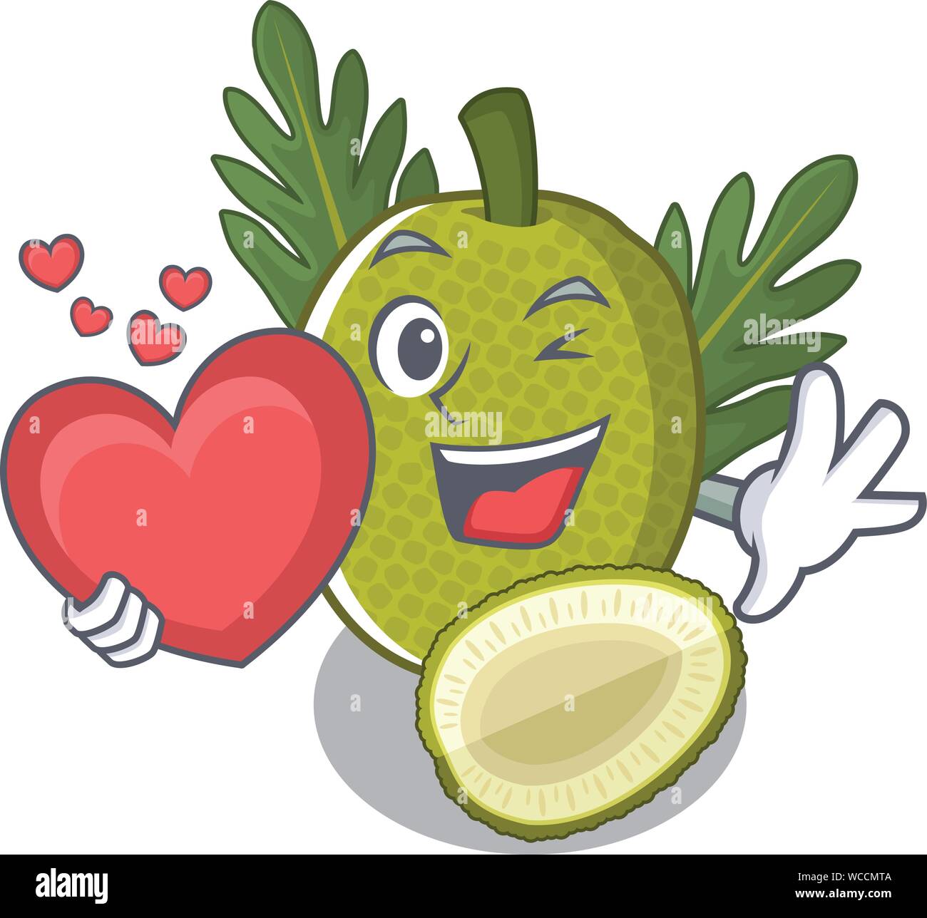 With heart fresh breadfruit in a cartoon basket Stock Vector Image ...