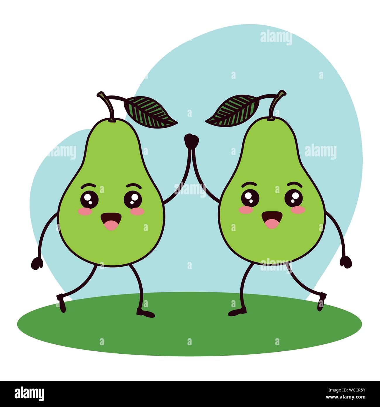 fresh pears fruits couple kawaii characters Stock Vector Image & Art ...