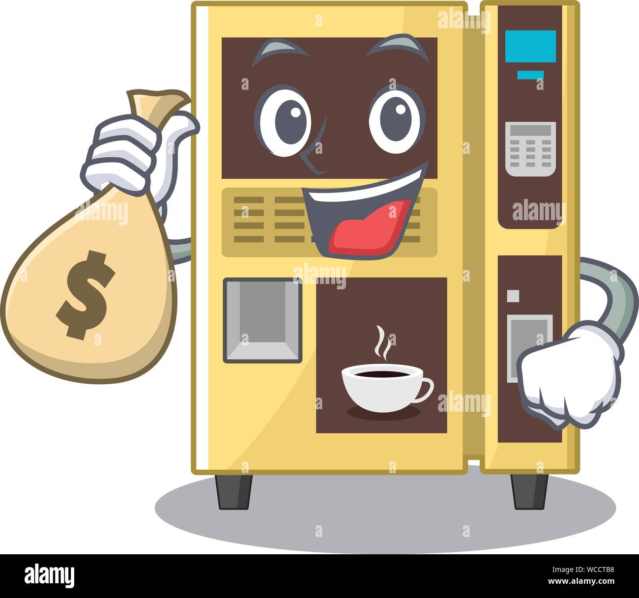 With money bag coffee vending machine isolated the mascot Stock Vector ...