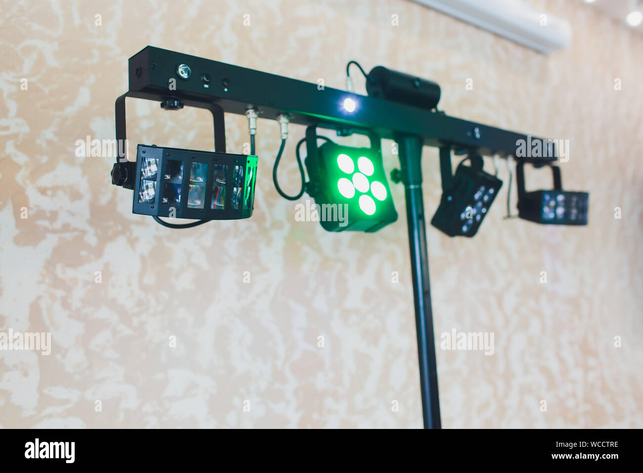 Illuminated way to boxing ring inside fight club multi-colored lights ...
