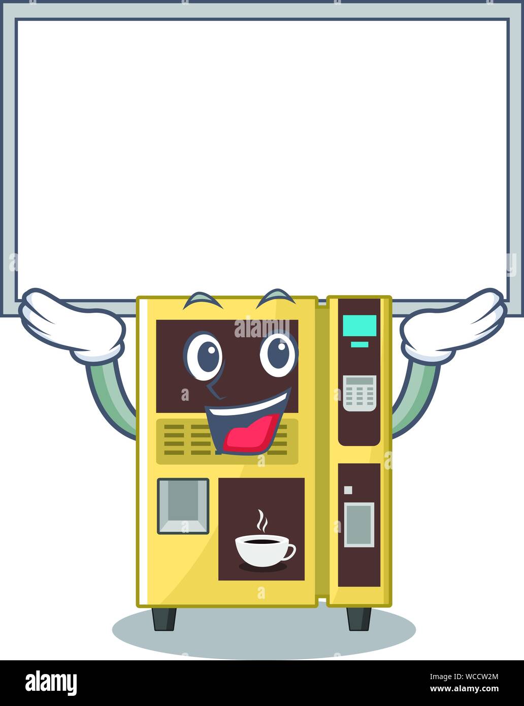 Up board coffee vending machine isolated the mascot Stock Vector Image ...