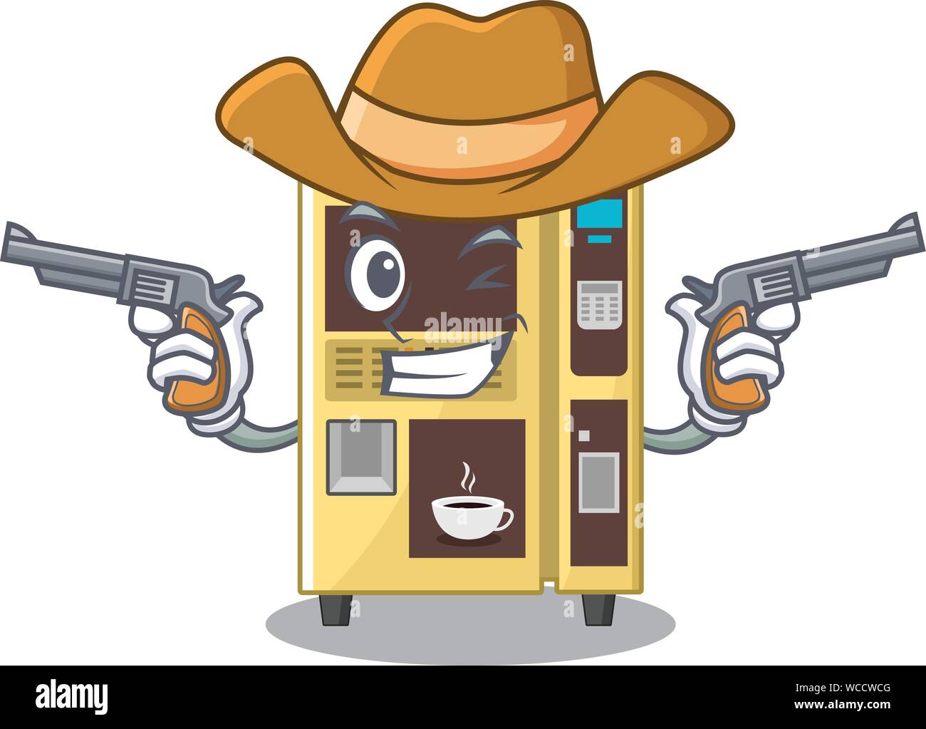 Cowboy coffee vending machine isolated the mascot Stock Vector Image ...