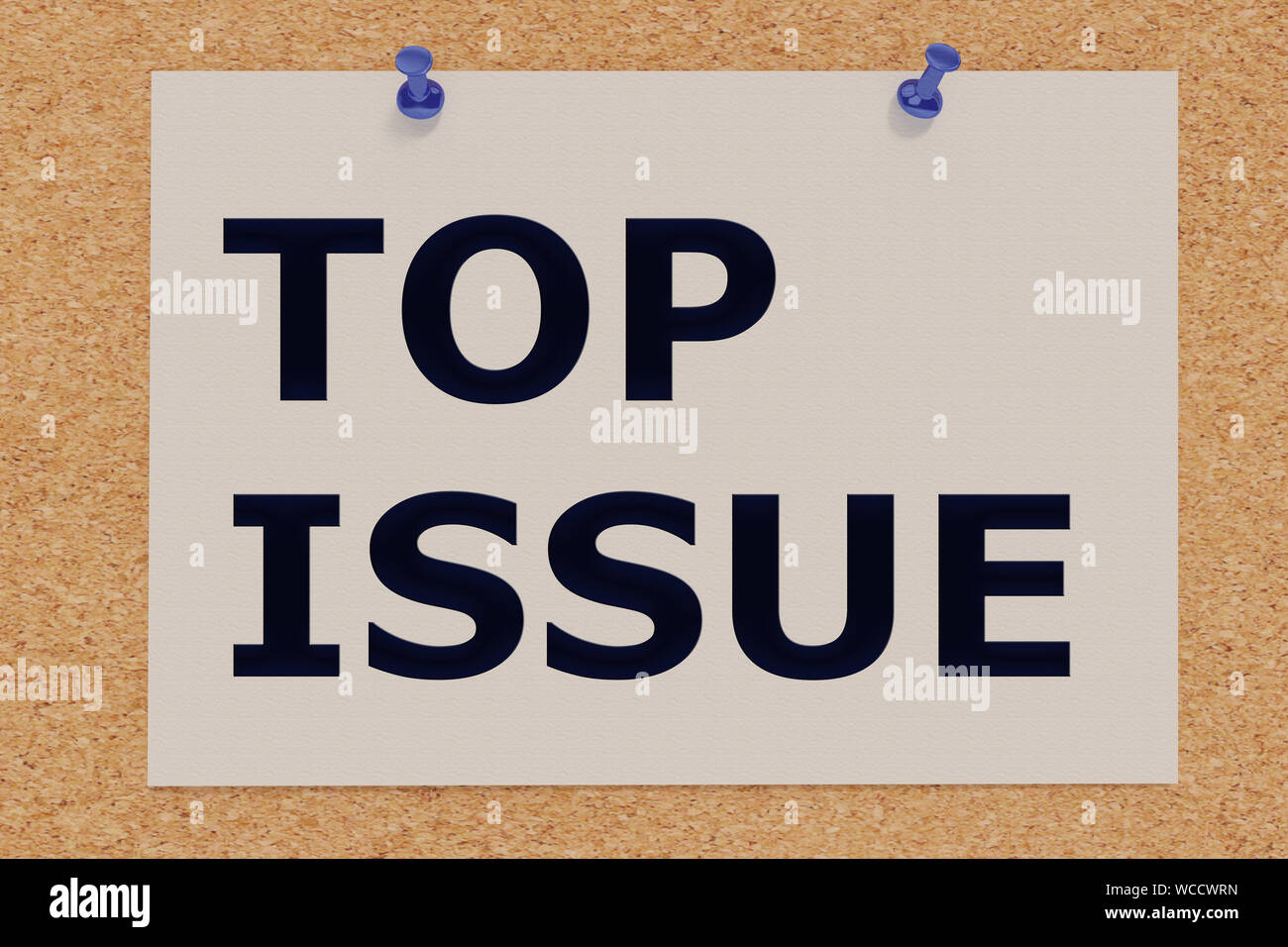 3D illustration of TOP ISSUE on cork board Stock Photo - Alamy
