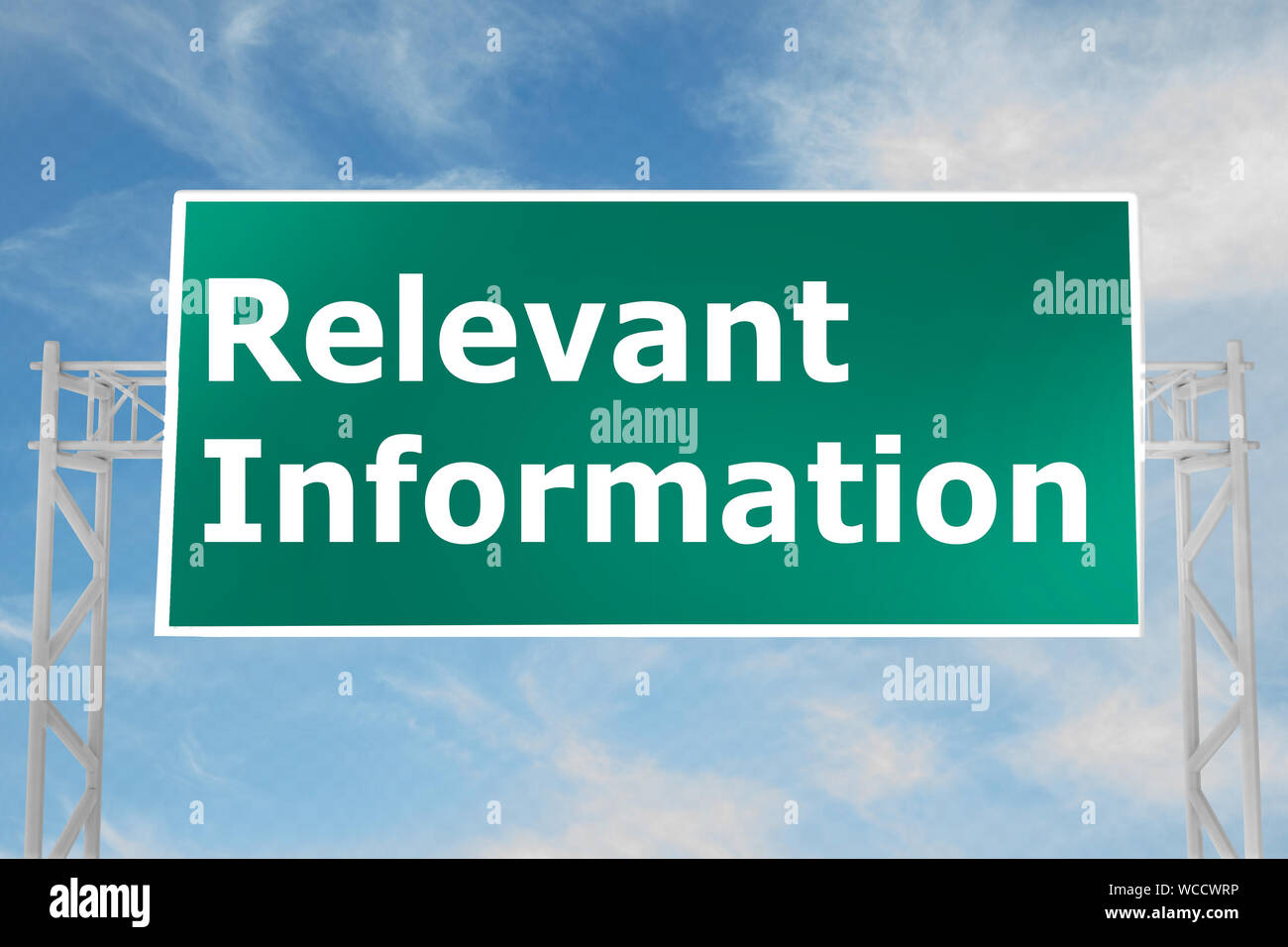 3D illustration of Relevant Information script on road sign Stock Photo ...