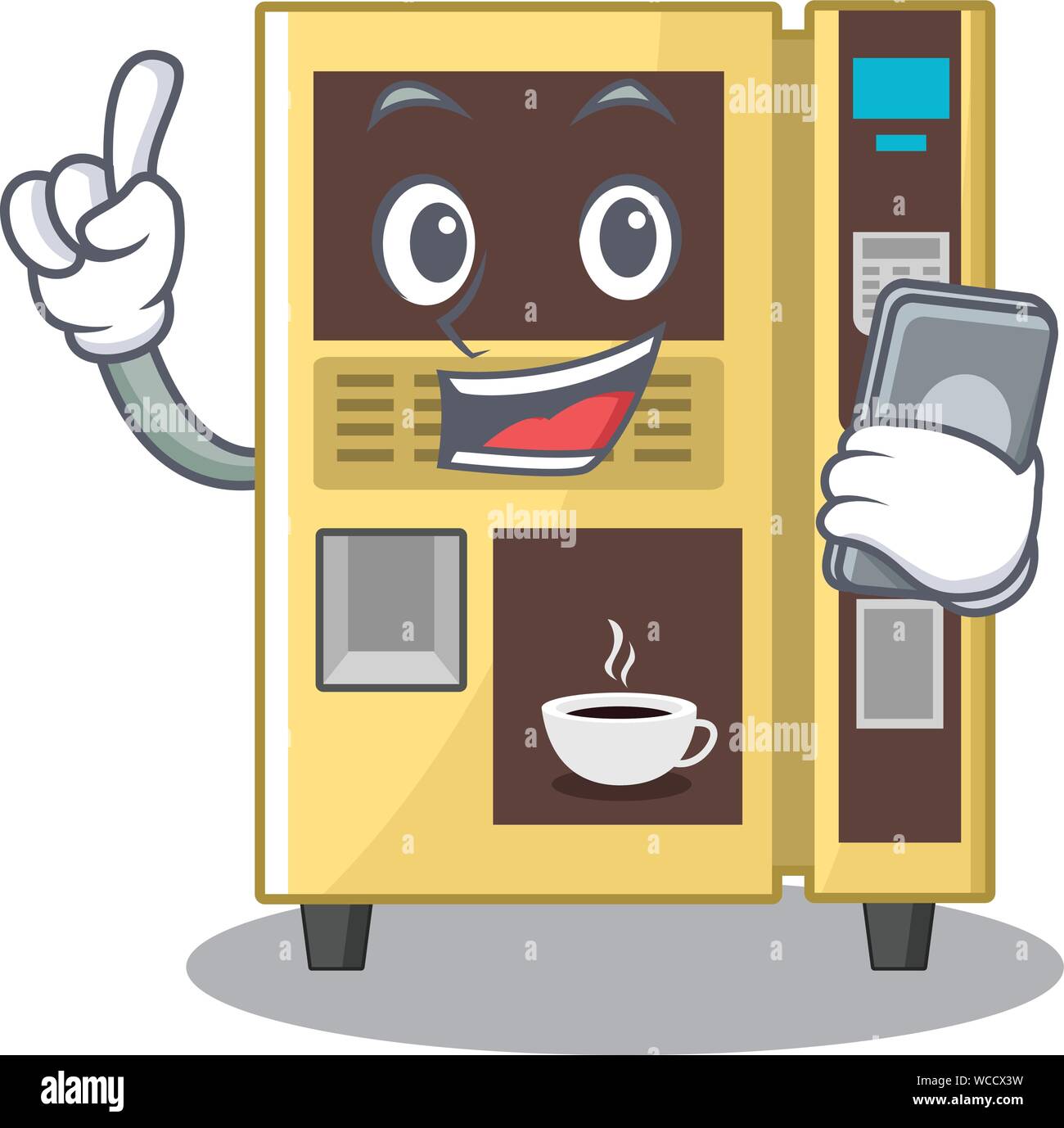 With phone coffee vending machine isolated the mascot Stock Vector ...