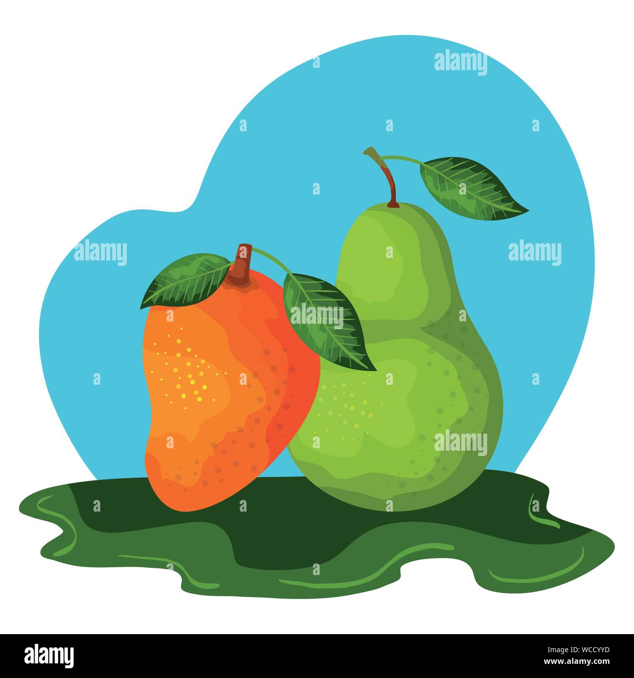 fresh mango and pear fruits nature Stock Vector Image & Art - Alamy