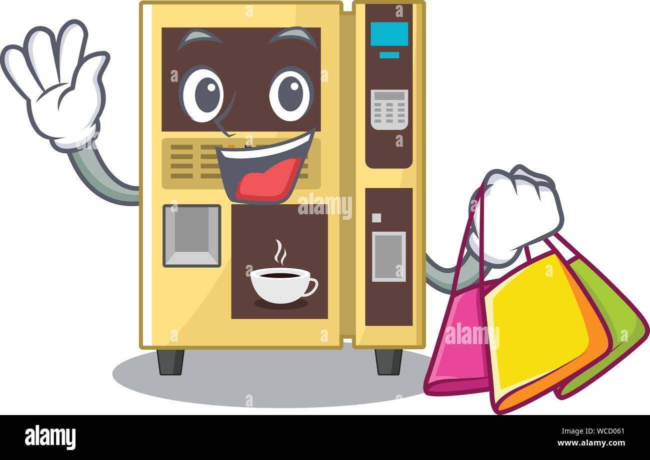 Shopping coffee vending machine with cartoon shape Stock Vector Image ...