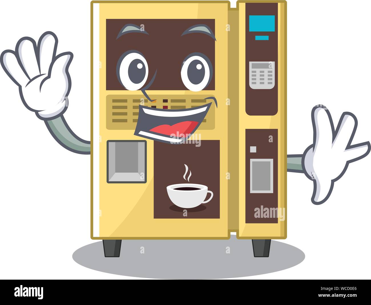 Waving coffee vending machine with cartoon shape Stock Vector Image ...