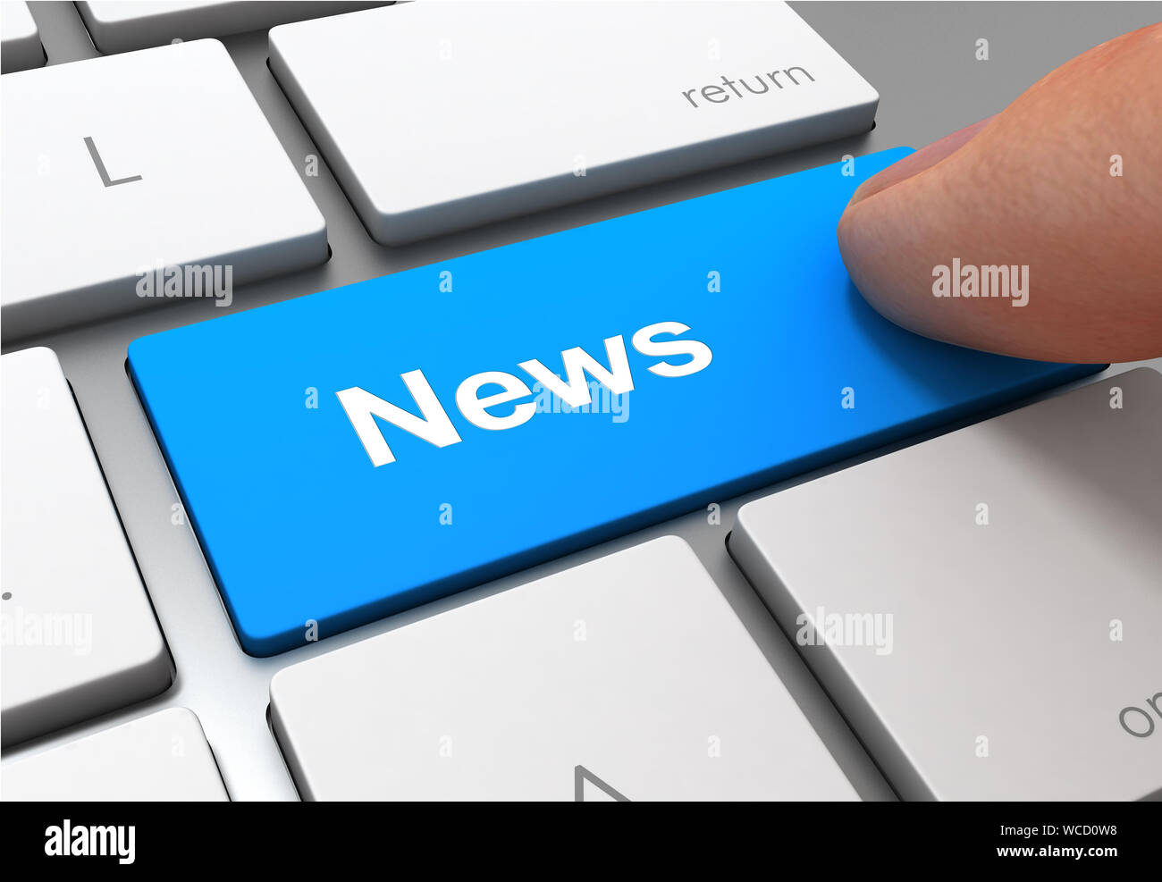 news push button concept 3d illustration isolated Stock Photo - Alamy