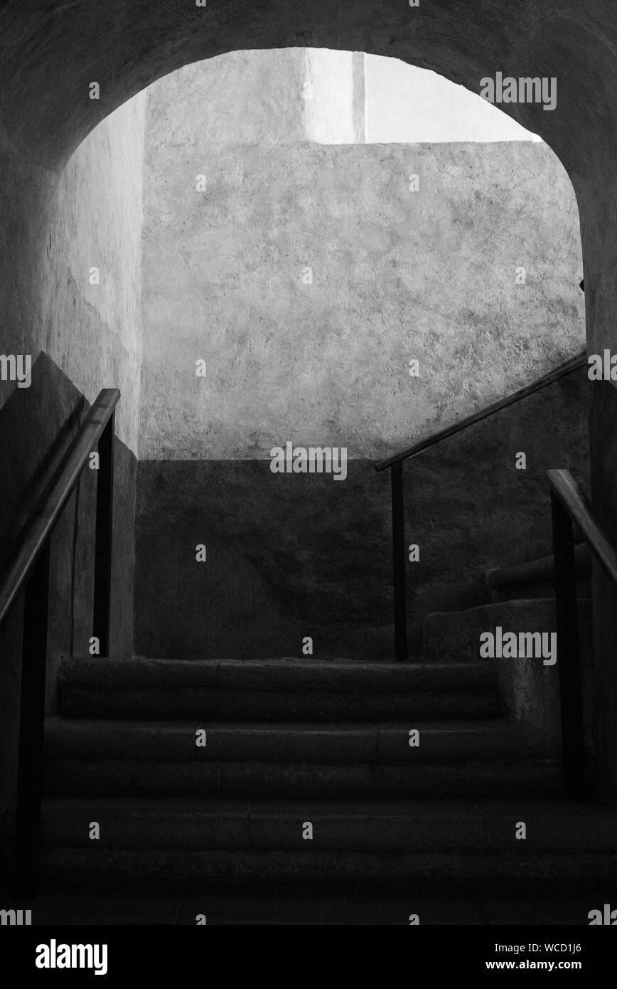 Empty stairs railing Black and White Stock Photos & Images - Alamy