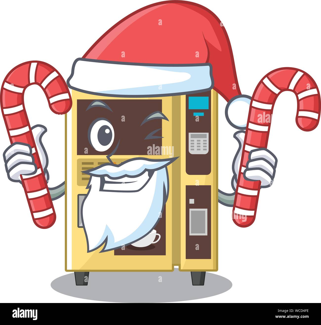 Santa with candy coffee vending machine in the cartoon Stock Vector ...