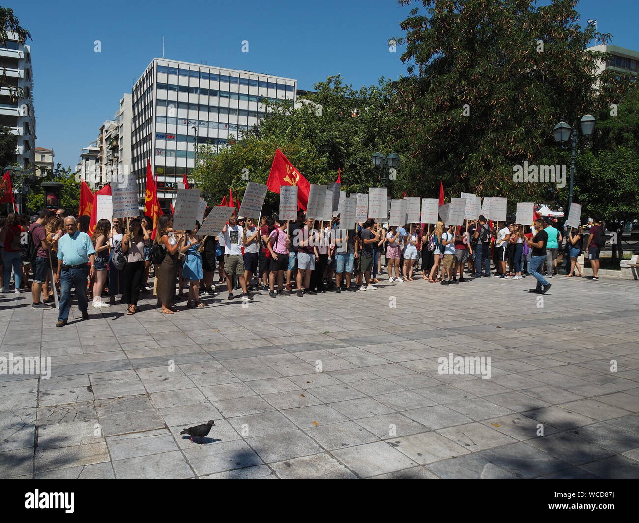Athens, Greece. 27th Aug, 2019. Communist Youth of Greece protest in ...
