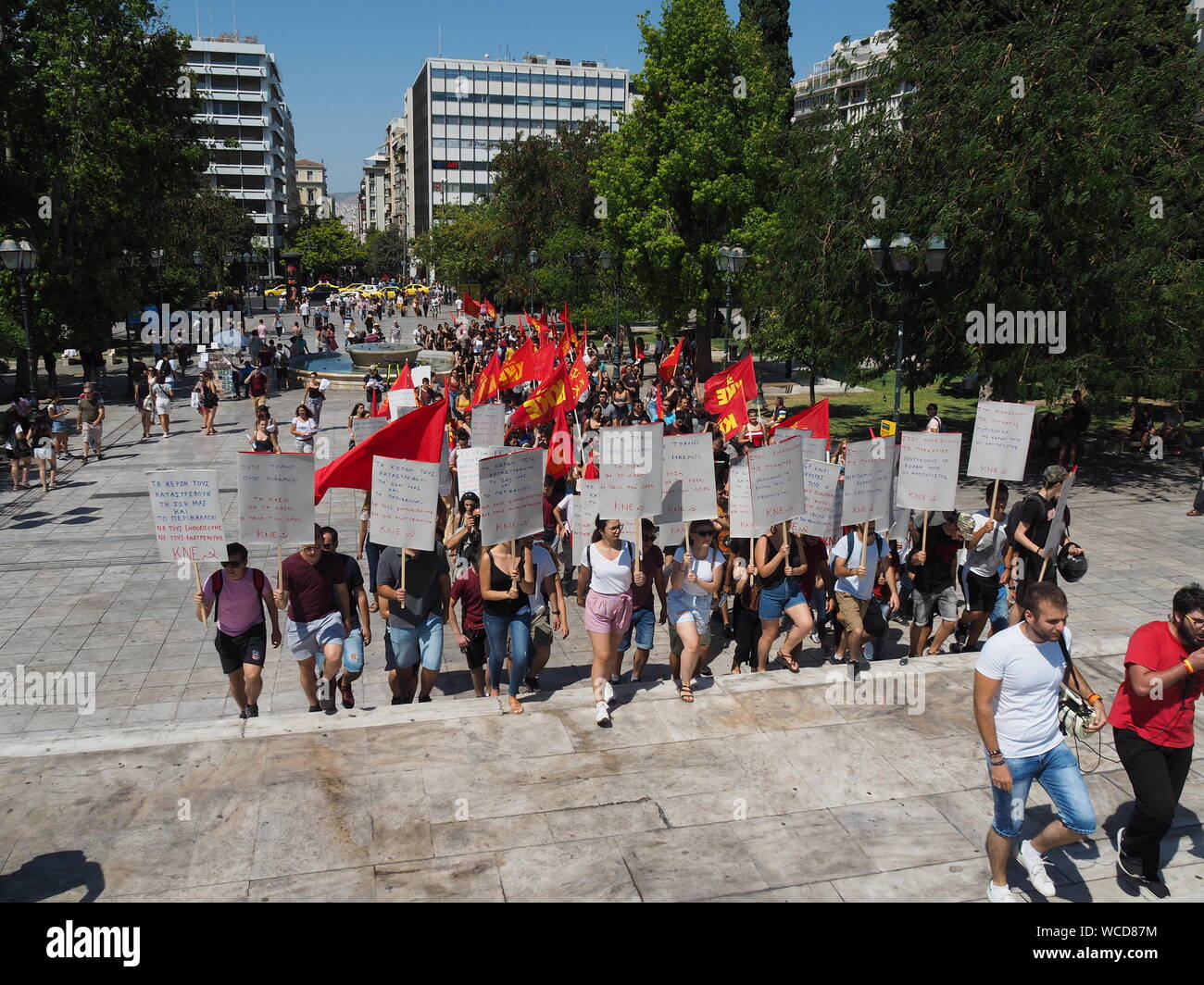 Athens, Greece. 27th Aug, 2019. Communist Youth of Greece protest in ...