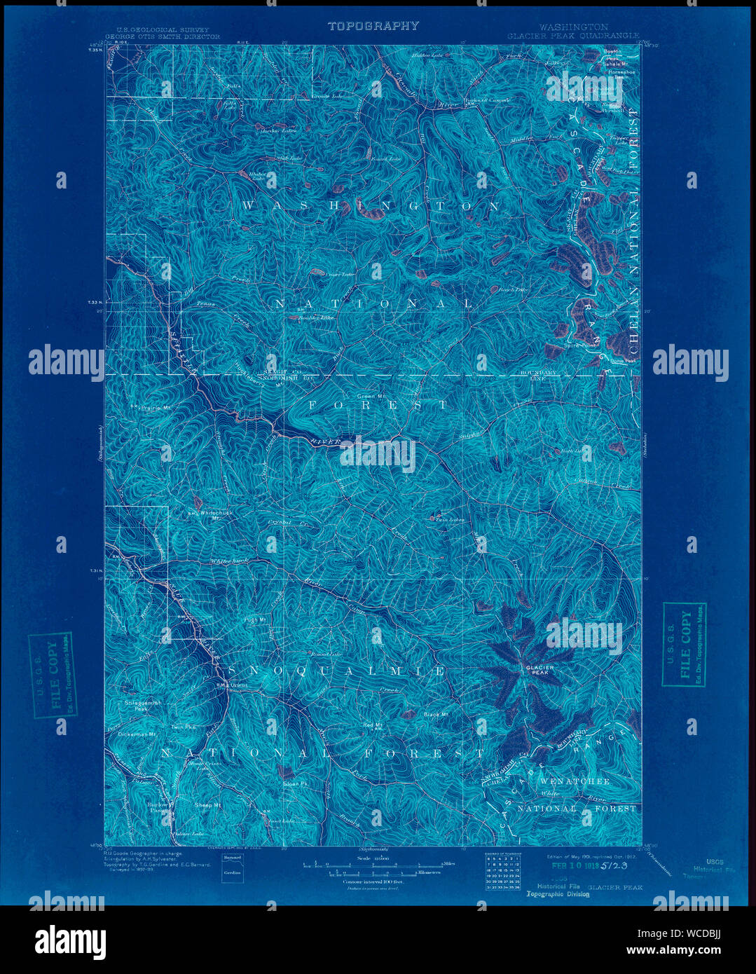 USGS Topo Map Washington State WA Glacier Peak 241298 1901 125000 ...