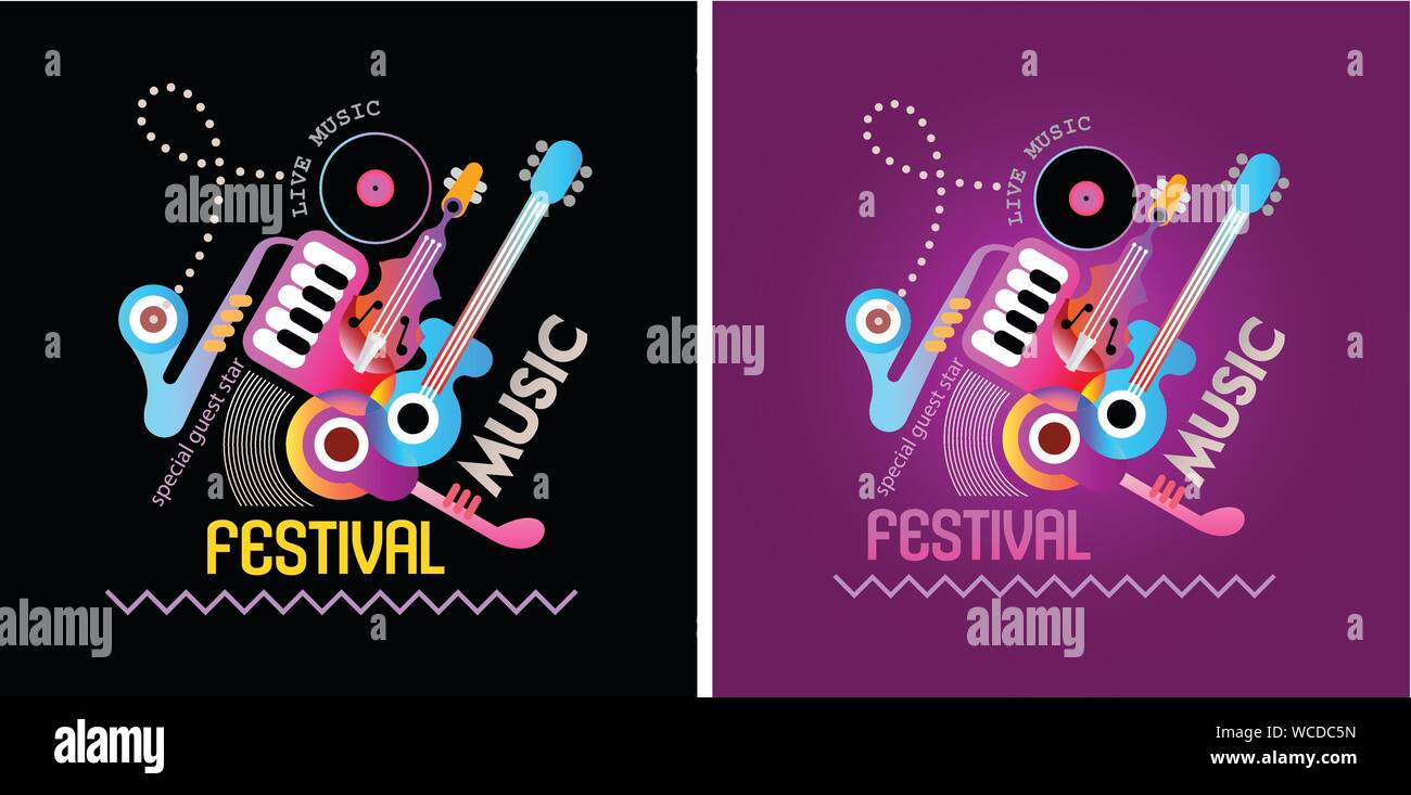 Two options of Music festival banner design. Vector illustration with ...
