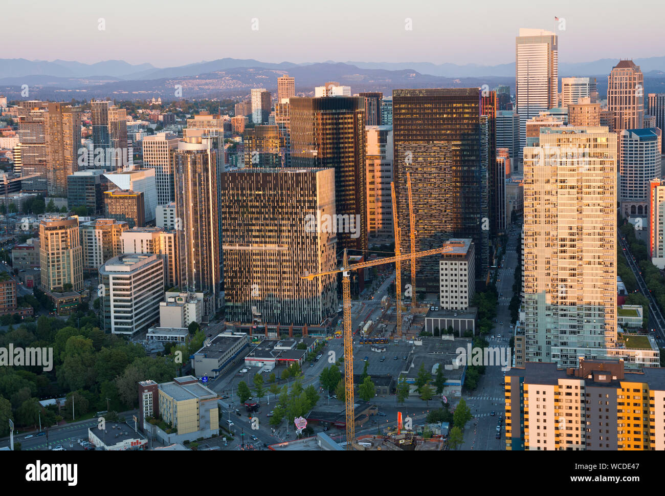 City of Seattle, Washington, as viewed from the Space Needle. Highrise ...