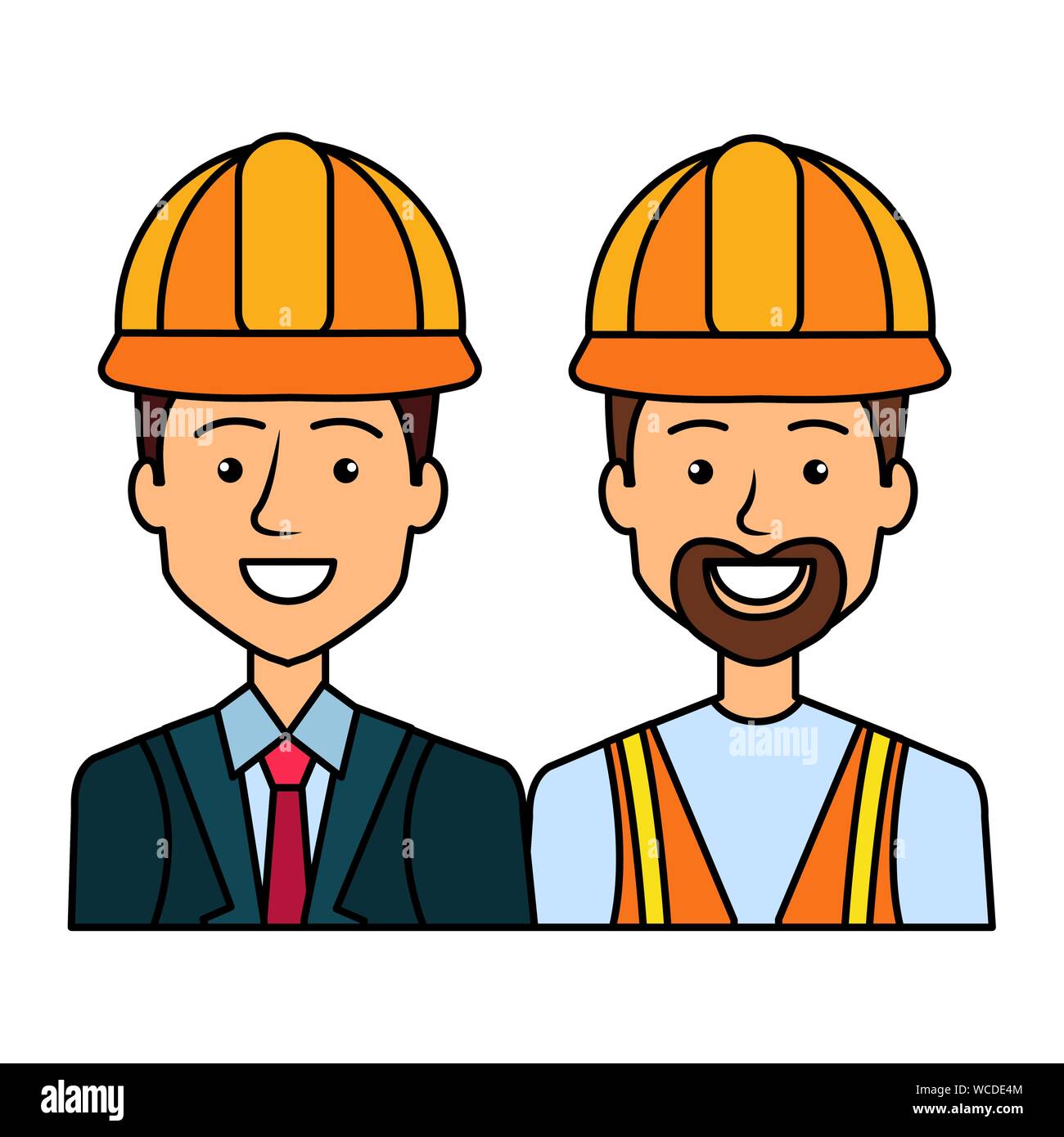engineer and builder with helmets avatars characters Stock Vector Image ...